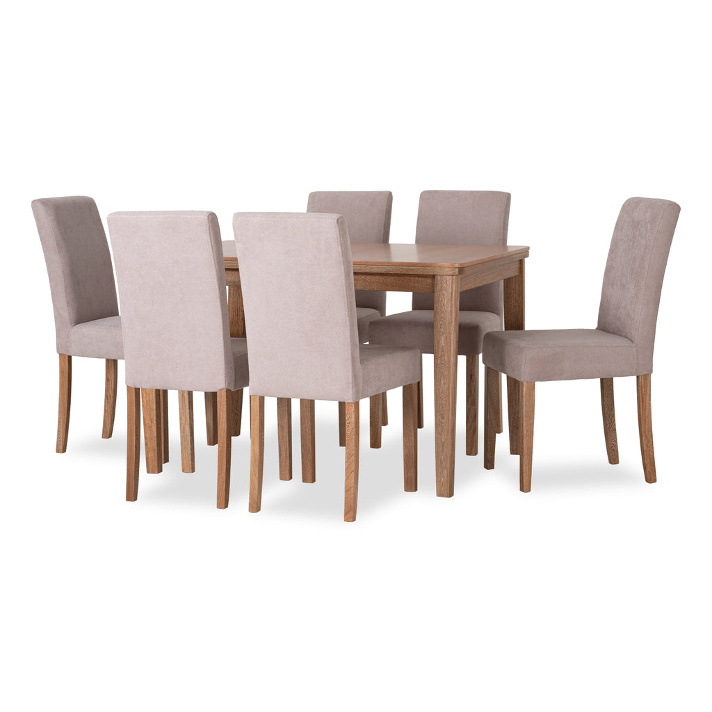 Comedor 6 puestos bruce microfibra kazan camel, natural jamar - Muebles ...