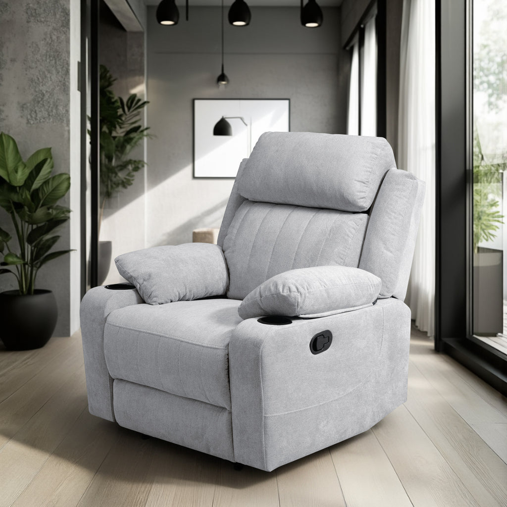 Silla Reclinable Dylan Microfibra Impetu Plata – Muebles Jamar