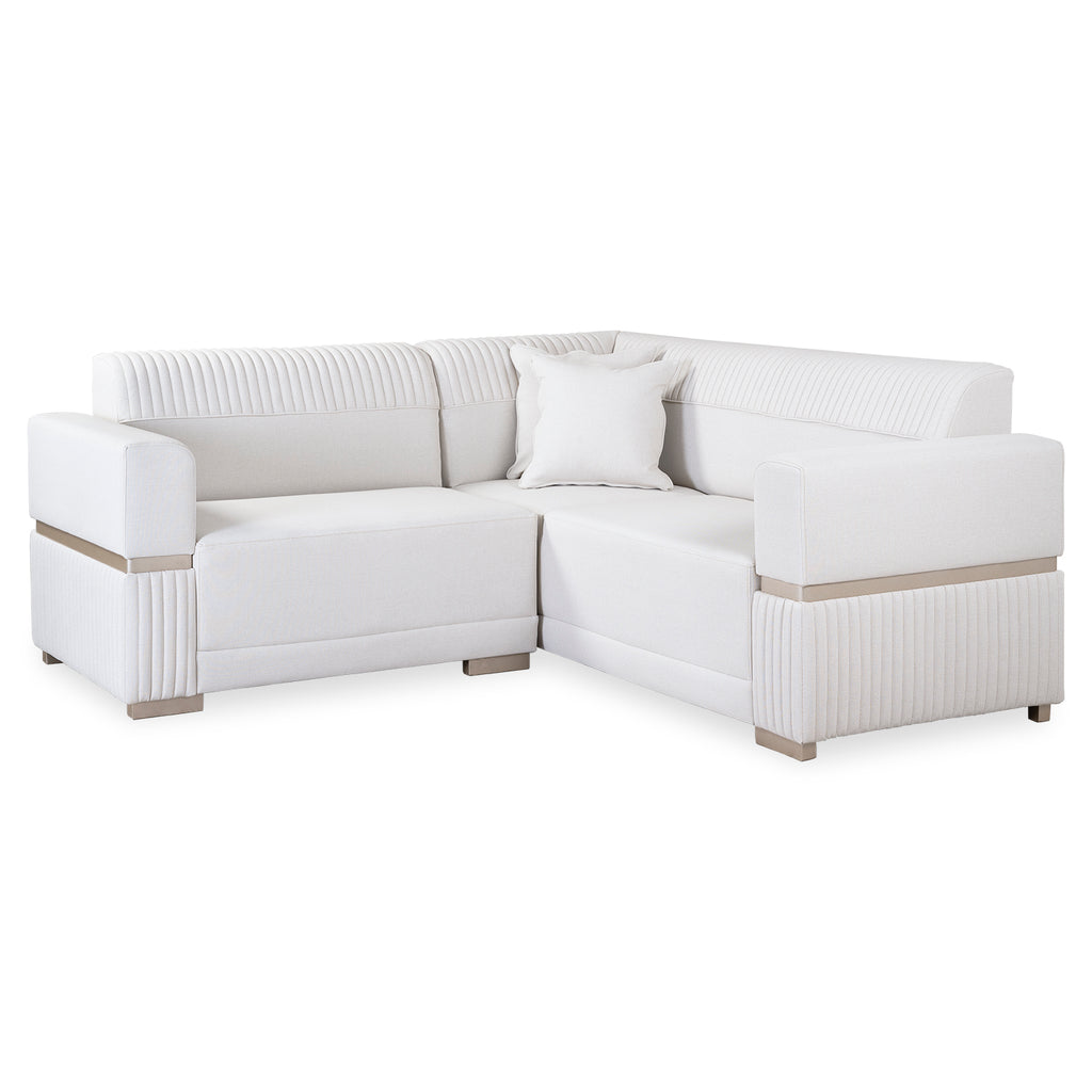 Sofá en L Dhara Eurolino Blanco, Champaña 3 Piezas Brazo Desmontable ...